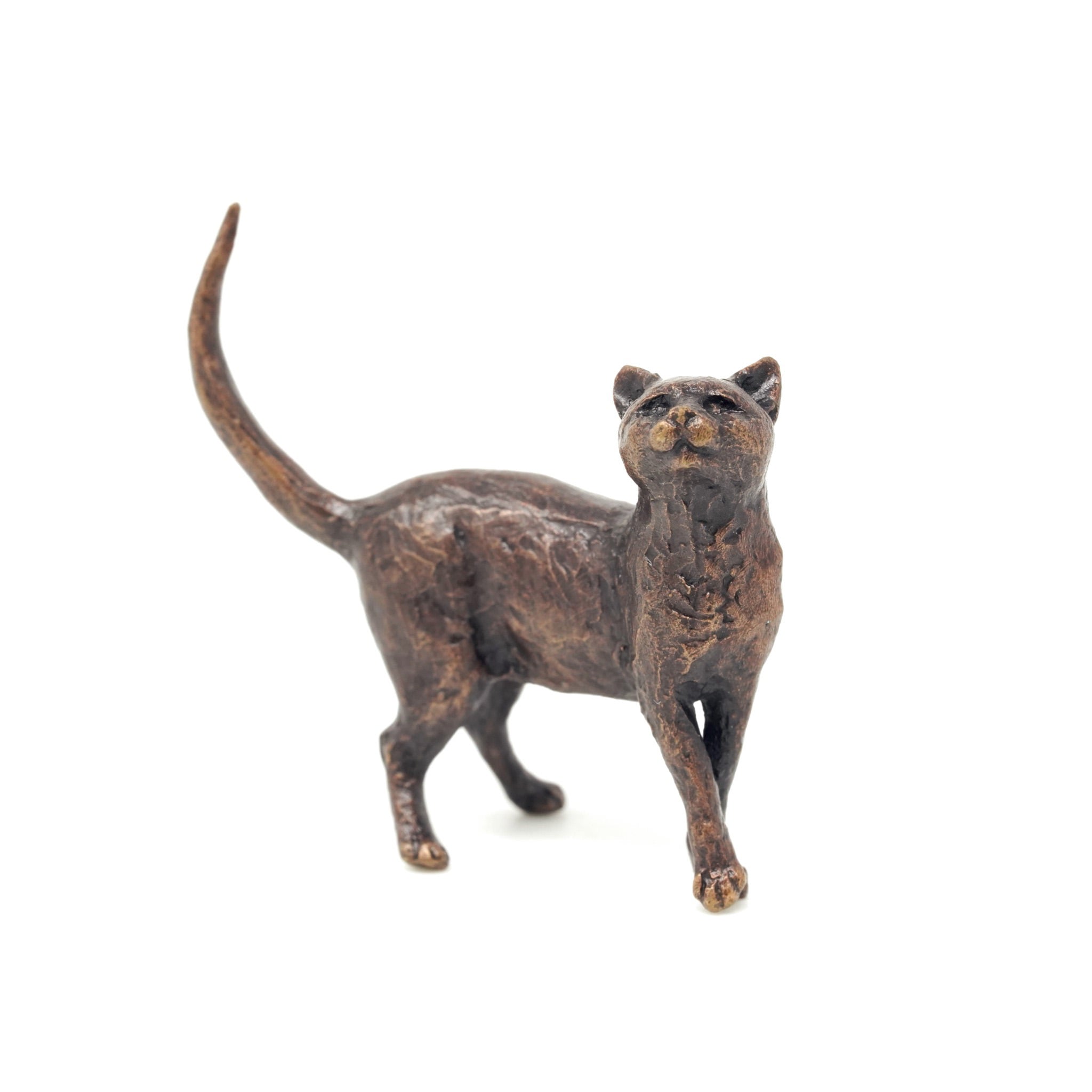 Cat Standing Solid Bronze Miniature Sculpture from Butler and Peach ...