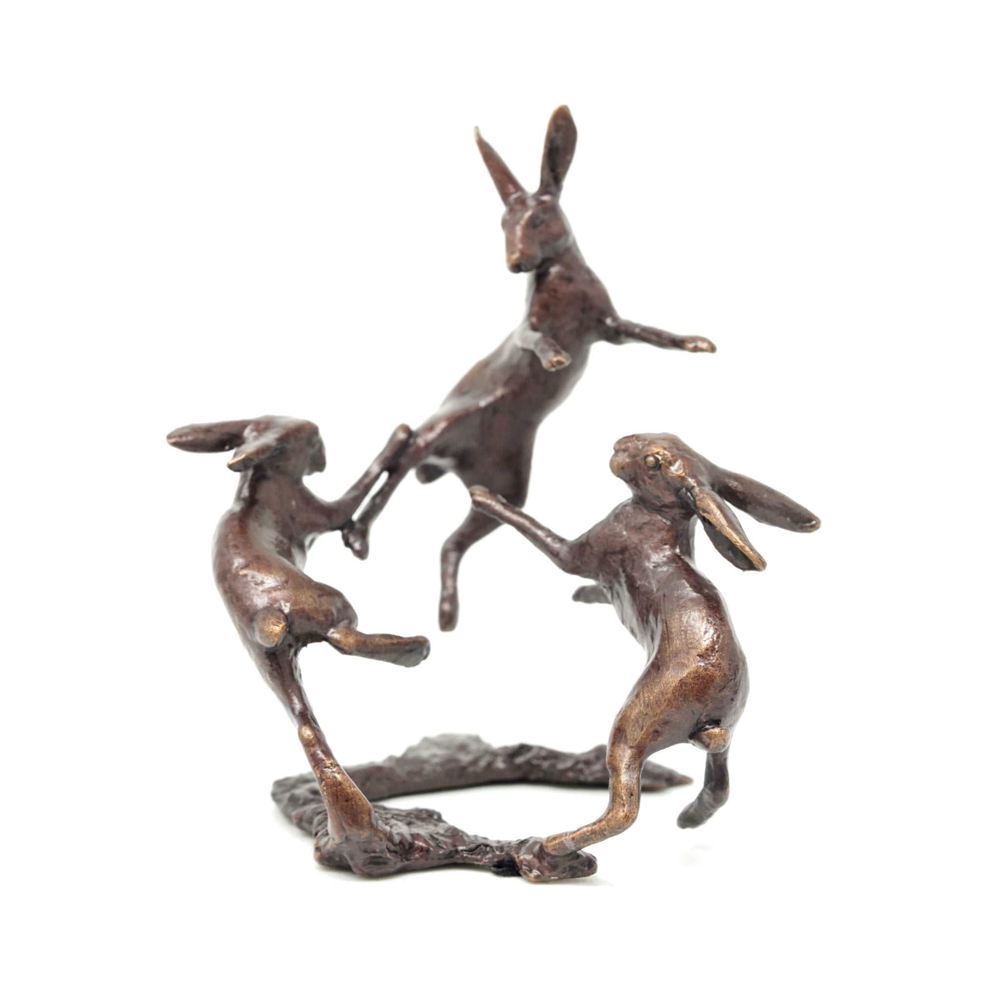 Hares Dancing Solid Bronze Miniature Sculpture from Butler and Peach – Artworx Gallery