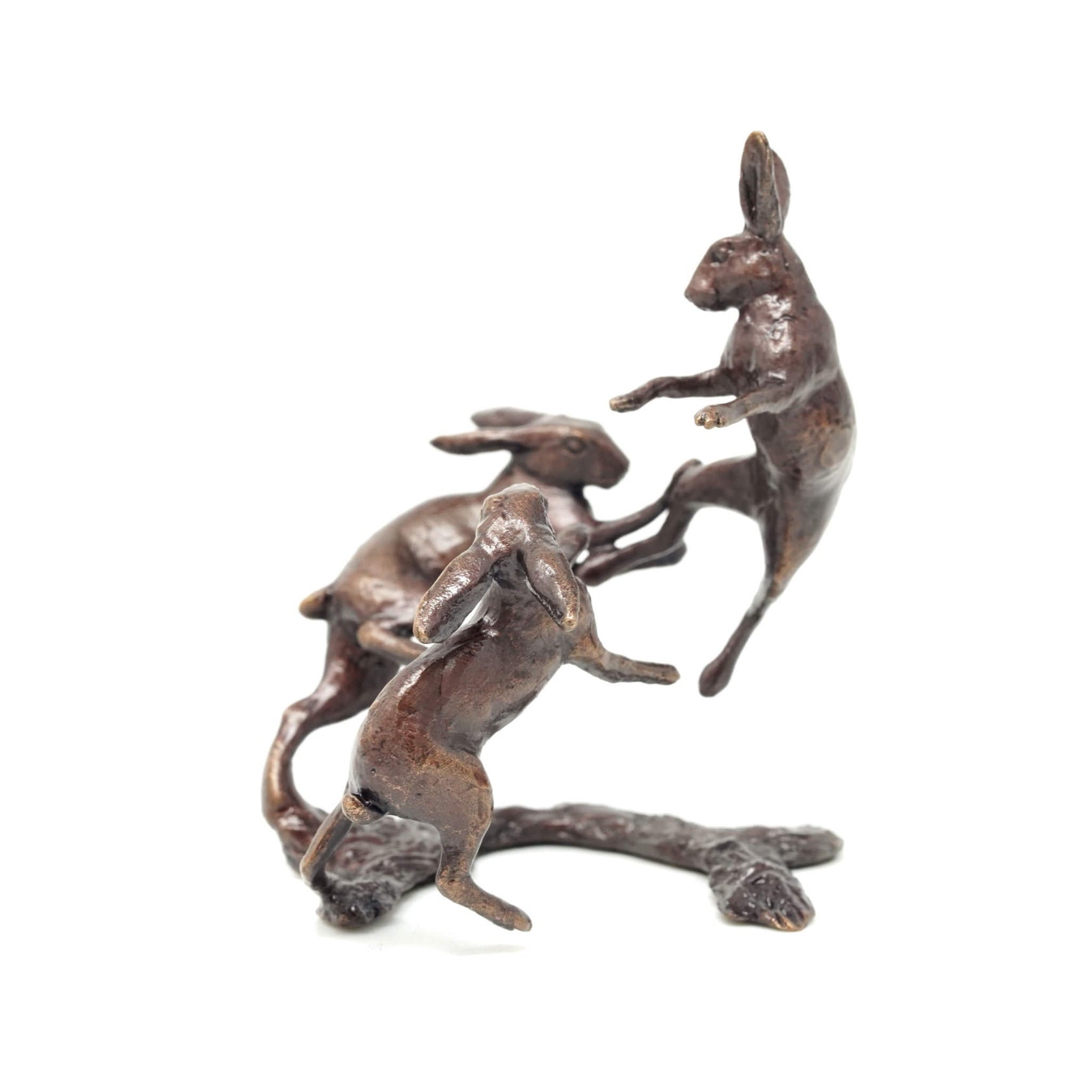 Hares Dancing Solid Bronze Miniature Sculpture from Butler and Peach ...
