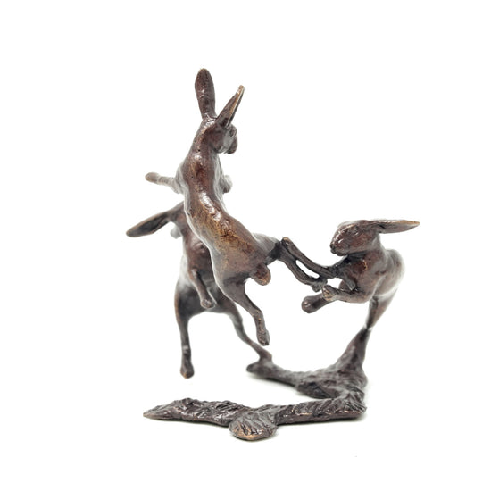 Hares Dancing Solid Bronze Miniature Sculpture from Butler and Peach ...