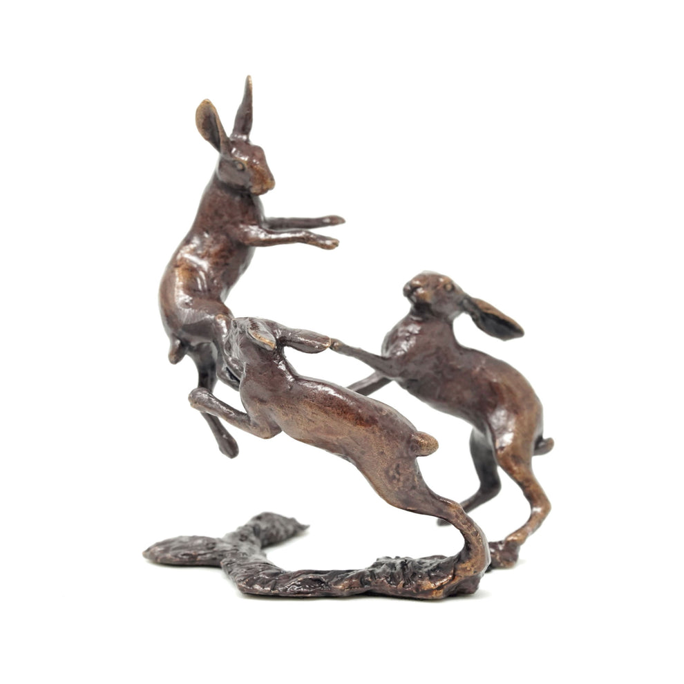 Hares Dancing Solid Bronze Miniature Sculpture from Butler and Peach ...